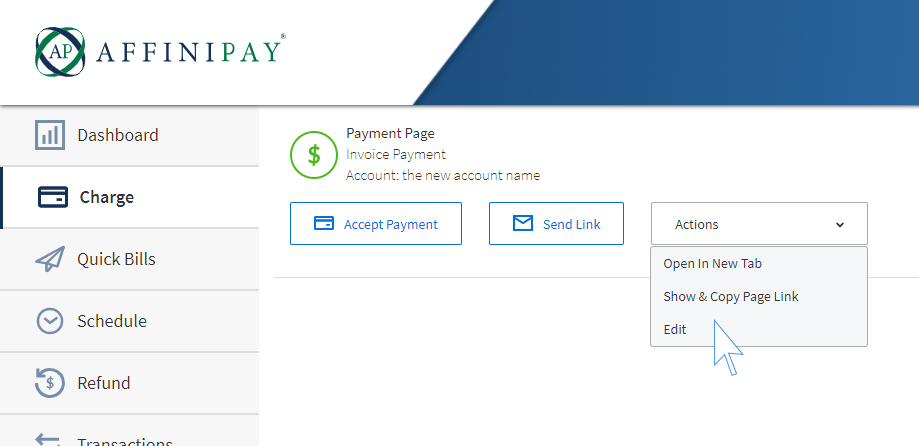 How to change the URL of your payment page – AffiniPay