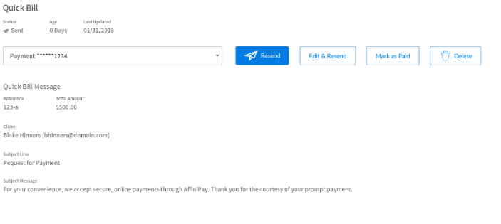 Quick Bill overview – AffiniPay